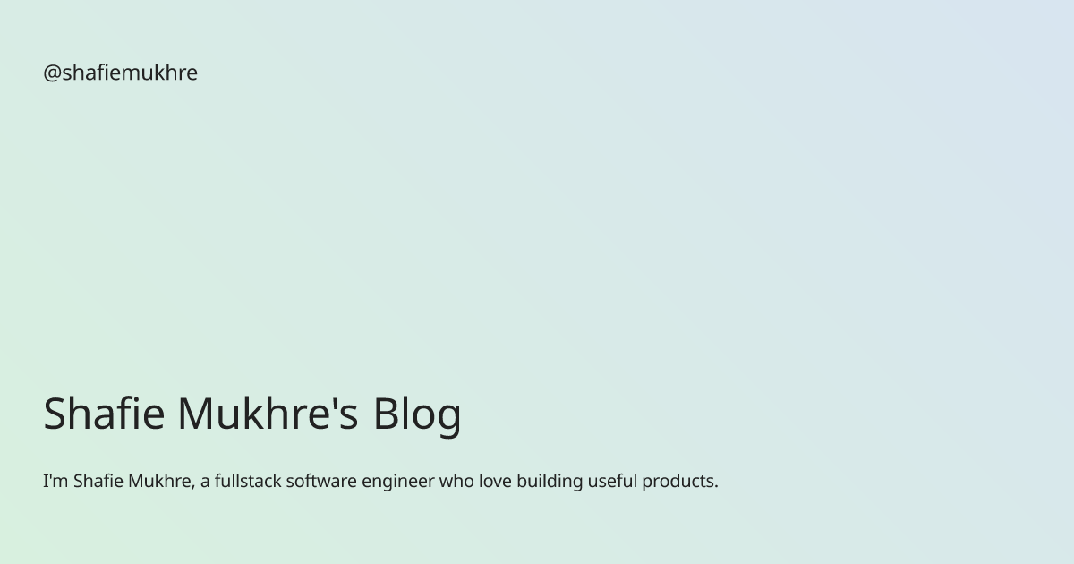 Projects | Shafie Mukhre's Blog